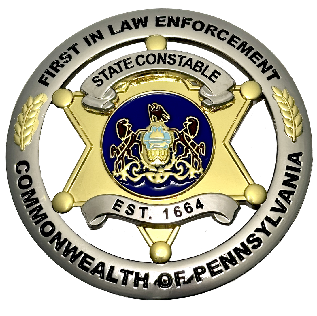 Circle Six Point Constable Badge - Two Tone – Constable Warehouse